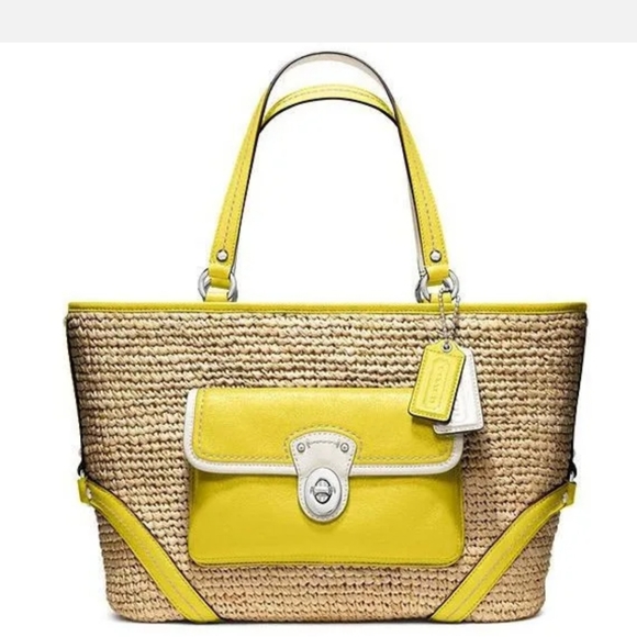 Coach | Bags | Coach Natural Straw Tote Bag Handbag Shopper Screams ...